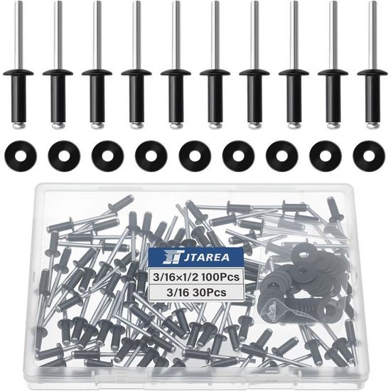 JTAREA 130 Pièces 4,8 × 12,7 mm Rivets Aveugles en Alm avec Rondelle ...