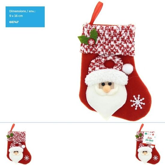 Botte de NOËL tête de personnage de NOËL et houx - Dimensions 9x16cm ...