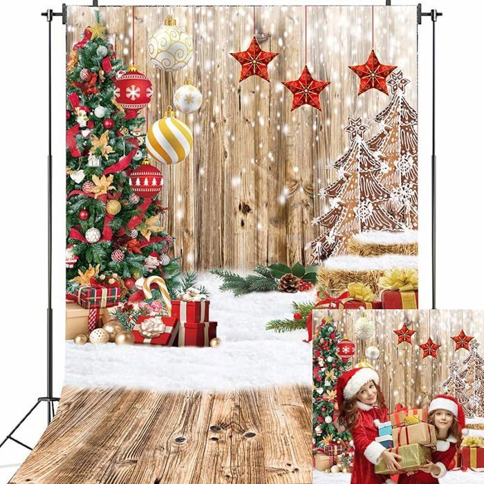 Toile de fond de Noël pour photographie - Bois rustique pour vacances ...