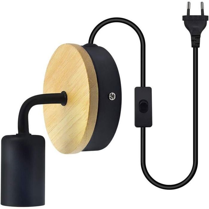 Applique murale industrielle – Luminaire en bois et métal avec tête ...