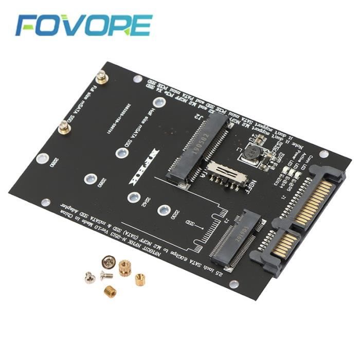 Adaptateur M2 MSATA, M.2 B Key SSD vers SATA 3.0, Riser NGFF 22 broches, 2.5 ", carte'extension ...