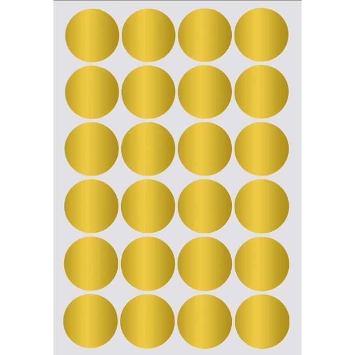 Gommettes Étiquettes Autocollantes Rondes Or Métallisé. 2.5 cm (25 mm ...