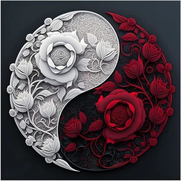 Diamond Painting Ying Yang Rose Kit Complet Broderie Diamant Ying Yang ...