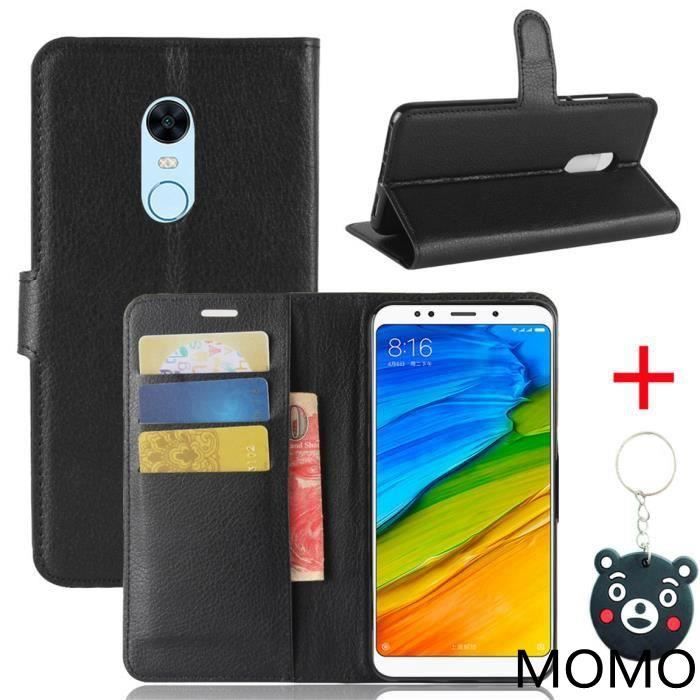Noir Coque Xiaomi Redmi Note 5 Housse - avec Support & Carte Fente ...