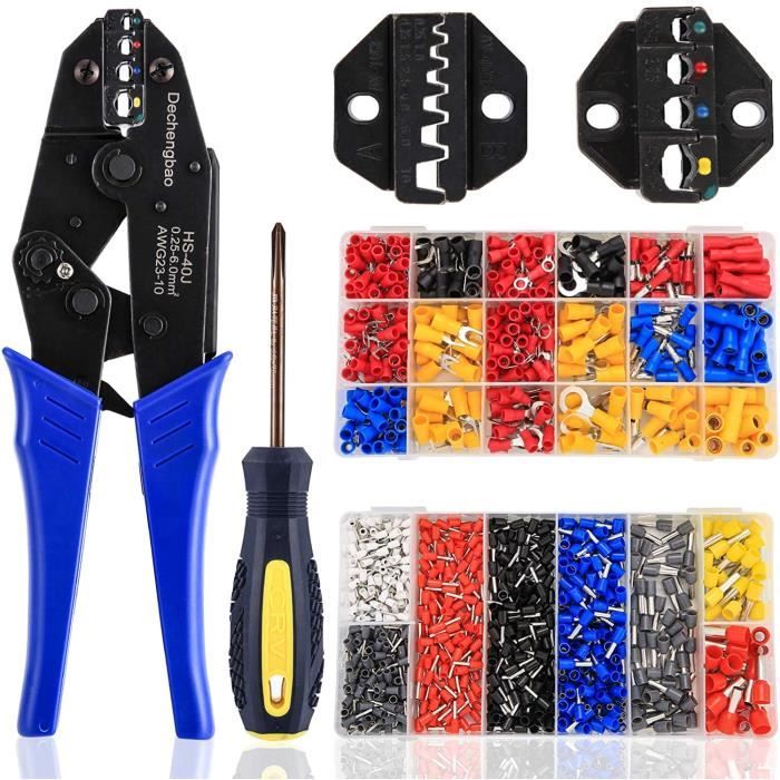 Kit de sertissage de bornes de fil, 2 en 1 CrimpTool Outil de sertissage de bornes de fil Outils ...