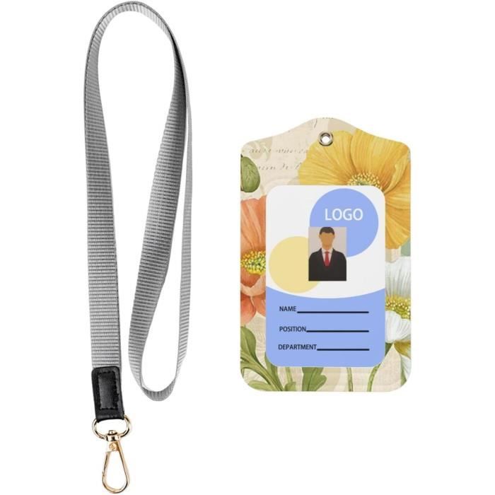 Porte-Badge Avec Lanière Pour Homme Et Femme, Réversible, En Cuir ...