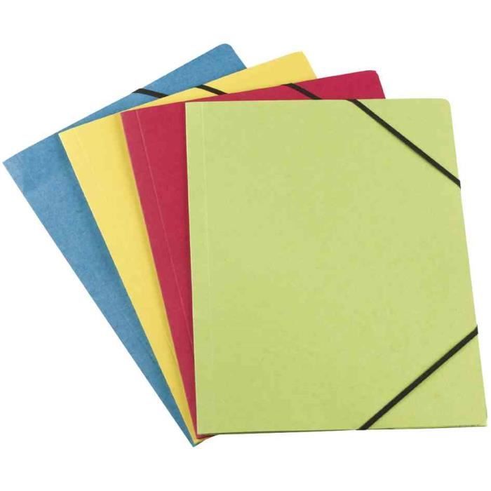 Chemise - ELBA - A4 - 3 rabats élastiques - Jaune - 32 cm x 24,5 cm x 0 ...