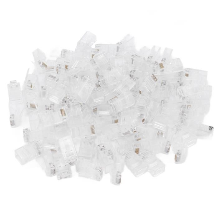 HURRISE Connecteur RJ45 100 pièces TF1013C réseau cristal tête 8p8c ...