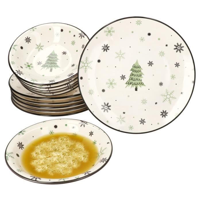 Service de table - MAMBOCAT - Sapin de Noël - 12 pièces - Assiettes ...