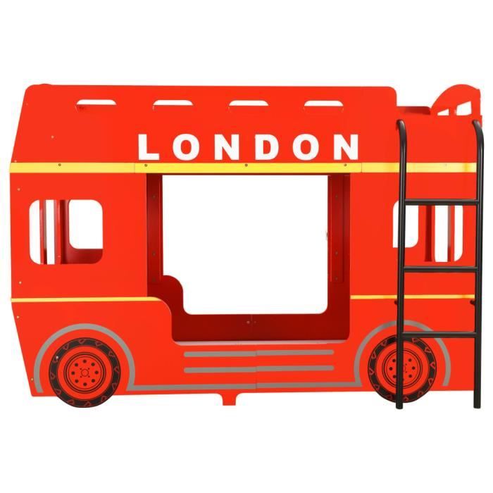 Lits-cadres de lit - Lit superposé Bus de Londres Rouge MDF 90x200 cm Mothinessto LY0501 ...