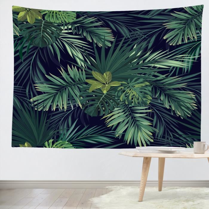 Tapisserie Tenture murale Plantes tropicales vertes feuilles Impression ...