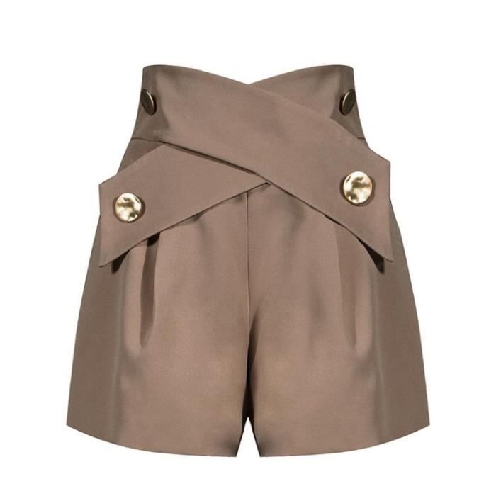 Shorts Femme Patchwork Taille Haute Lâche Élégant Short Couleur ...