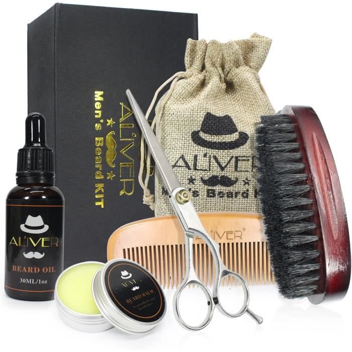 Coffret Barbe huile et peigne Set pour hommes Kit de toilettage barbe ...
