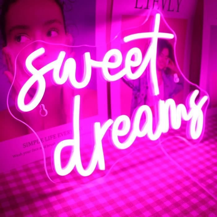 Led Pink Sweet Dream Neon Sign Word-Letters Usb Powered Neon Lights For ...