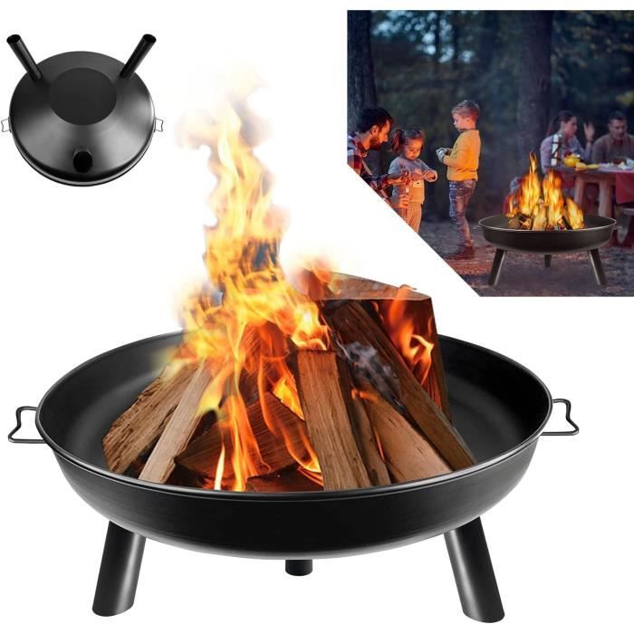 LZQ Brasero de jardin - Diamètre : 80 cm - Rond - Pour chauffage-barbecue - Brasero avec pieds ...