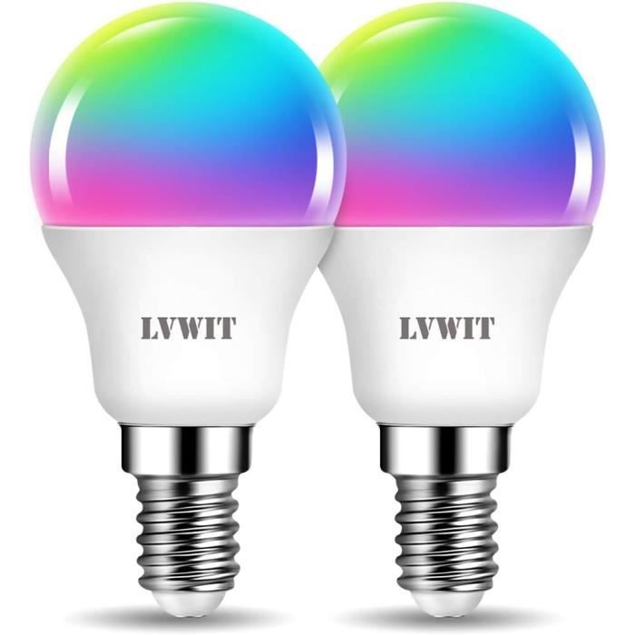 LVWIT 4.9W Ampoule LED E14 WIFI (Remplace 40W Ampoule Incandescent) 470LM Dimmable, RGB ...