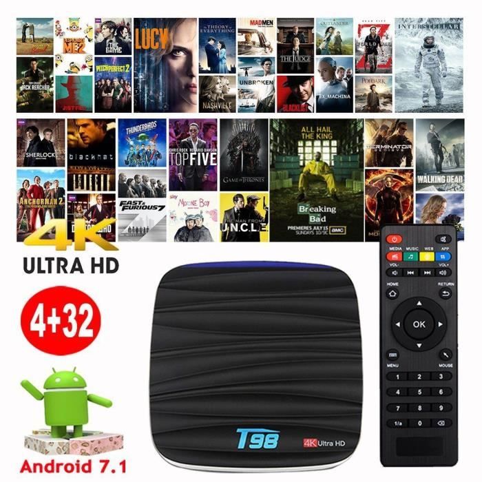2018 T98 4+32GB Android 7.1 Quad Core RK3328 Smart 4K H.265 TV BOX WIFI HDMI 2.0 - Cdiscount TV ...