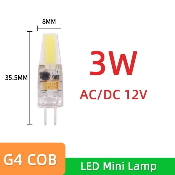 AMPOULE LED,ACDC 12V 3W COB-Warm White--Ampoule LED en cristal G4, 10 ...