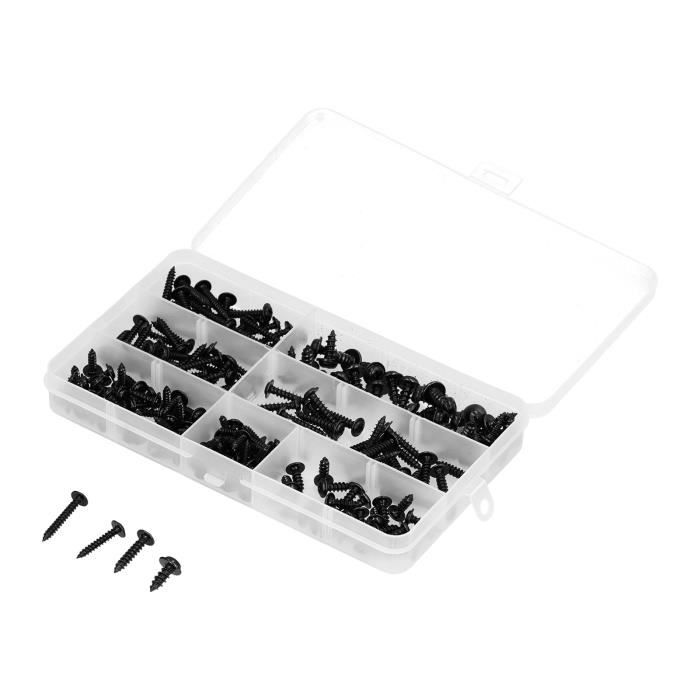 Zerone vis pour meubles Assortiment de vis croisées 210 pièces vis autotaraudeuses noires pour ...