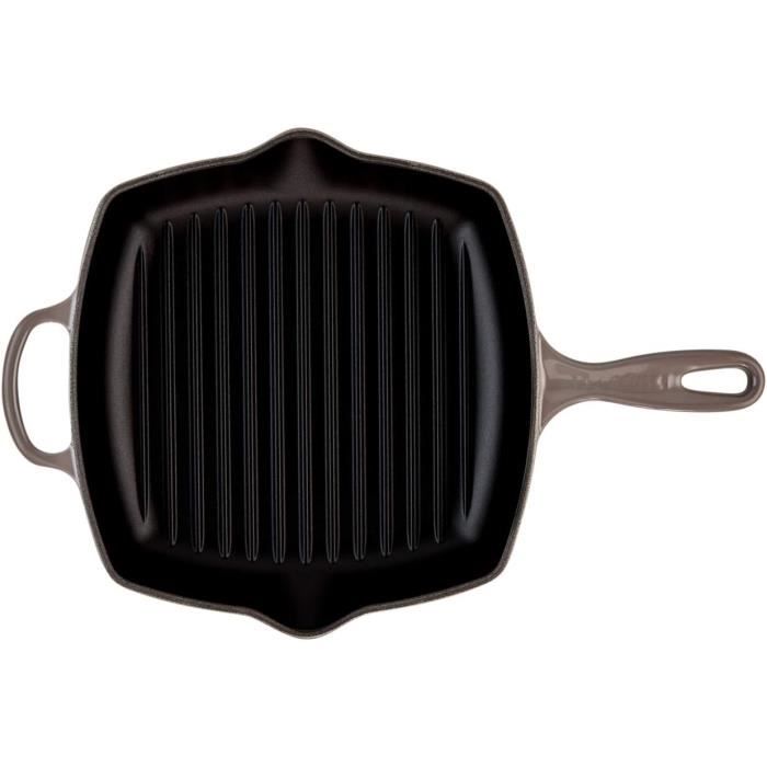 Le Creuset Skillet Gril en Fonte Émaillée, Carré, 26 cm, 2,86 kg, Flint ...
