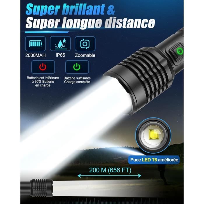 Max Lampe Torche Led Ultra Puissante 8000 Lumens, Lampe De Poche Led ...