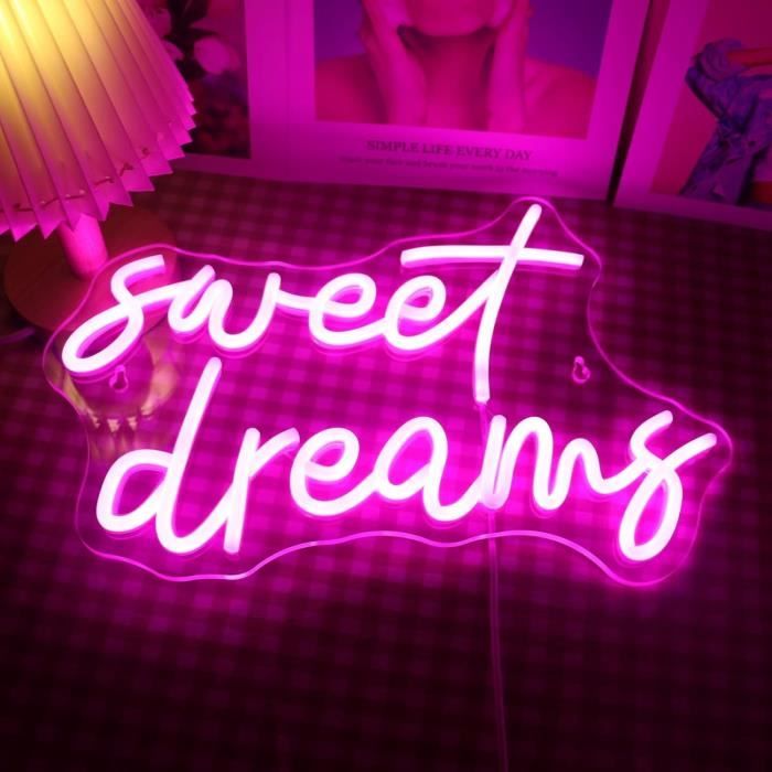 Led Pink Sweet Dream Neon Sign Word-Letters Usb Powered Neon Lights For ...