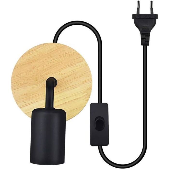 Applique murale industrielle – Luminaire en bois et métal avec tête ...