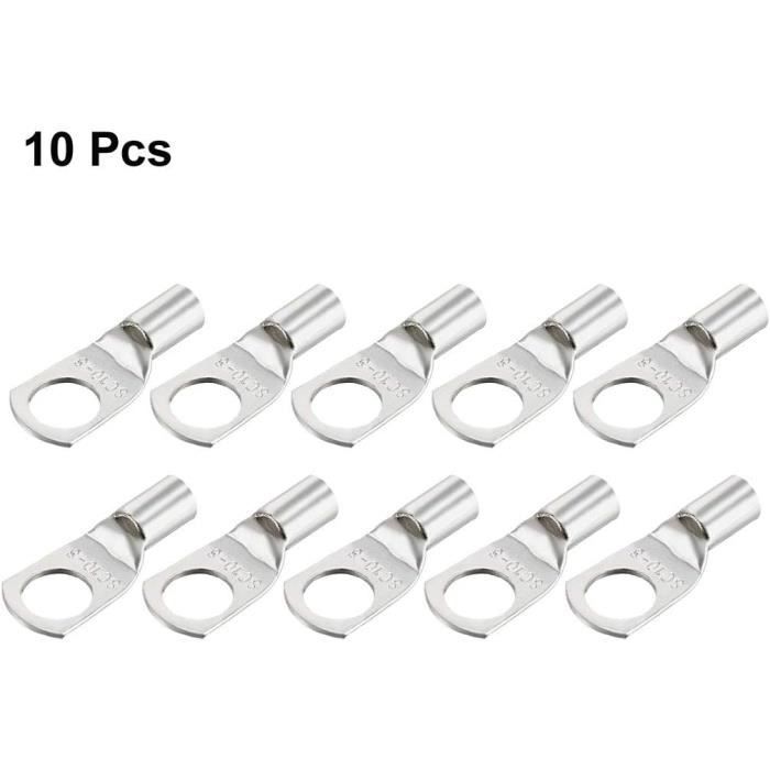 10Pc Cosse À Sertir Câble Sc10-8 Non Isolé U-Type Sertir Cuivre 10Mm2 Connecteur Fil Argent[n981 ...