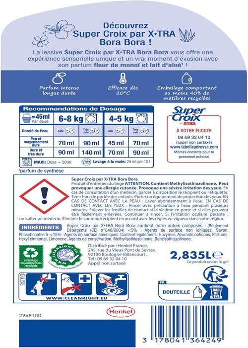 Super Croix par X•Tra-Lessive Liquide-Bora Bora-Fleurs de Monoï&Lait d ...