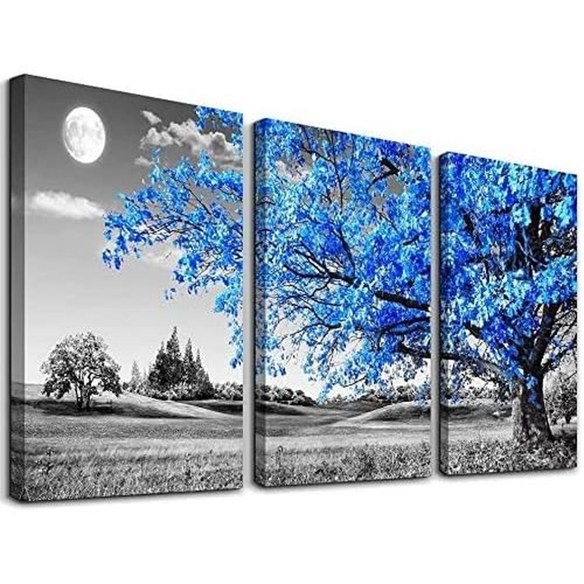 Arbre Bleu Decoration Murale Salon Toile Tableau Nature Arbre De Vie ...
