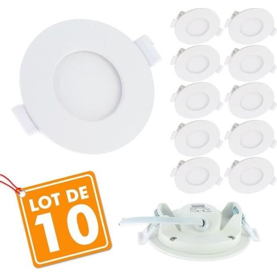 Lot de 10 Spots Encastrables LED Panel Extra-Plat 3W (Blanc neutre 4000K) - Cdiscount Maison