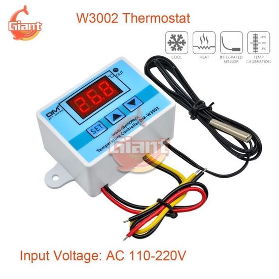 Thermomètre,Thermostat régulateur de température numérique W3002, 12V 24V 110V 220V, capteur ...