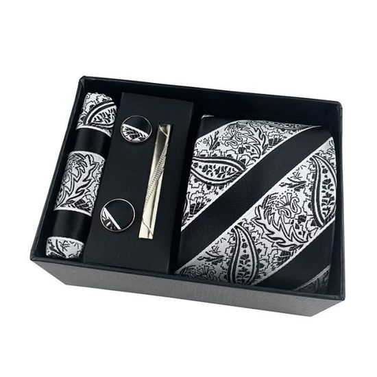 Cravate Homme Jacquard Rayure coffret cadeau 4 pcs Casual Business avec ...