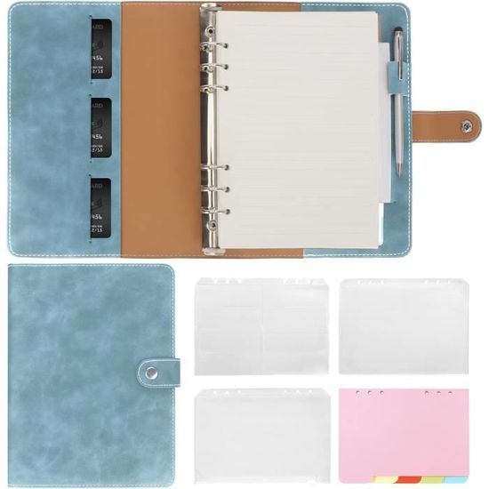 Simpolor Carnet de reliure à anneaux A5 en cuir, classeur A5 à 6 anneaux avec papiers de ...