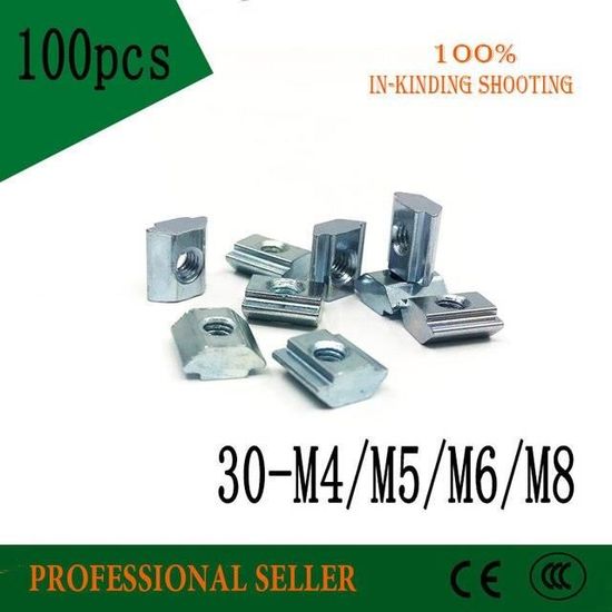 ECROU,30-M4--Écrous En T Pour Profil En Aluminium, 100 Pièces, 30-m4 30-m5 30-m6 30-m8, Écrou ...
