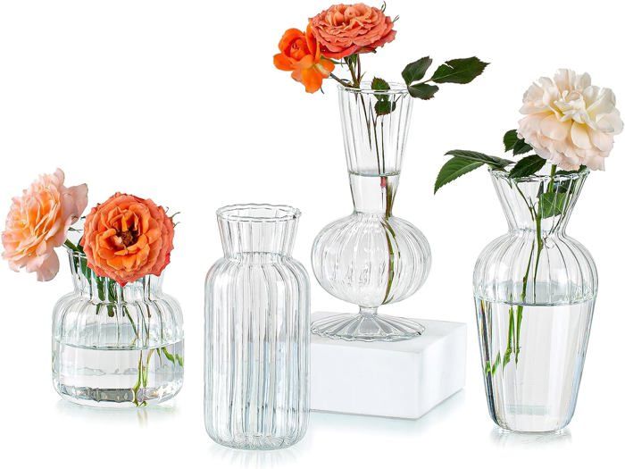 Mini Vase Transparent Decoratif Ensemble De 4 Pièces, Décoration ...