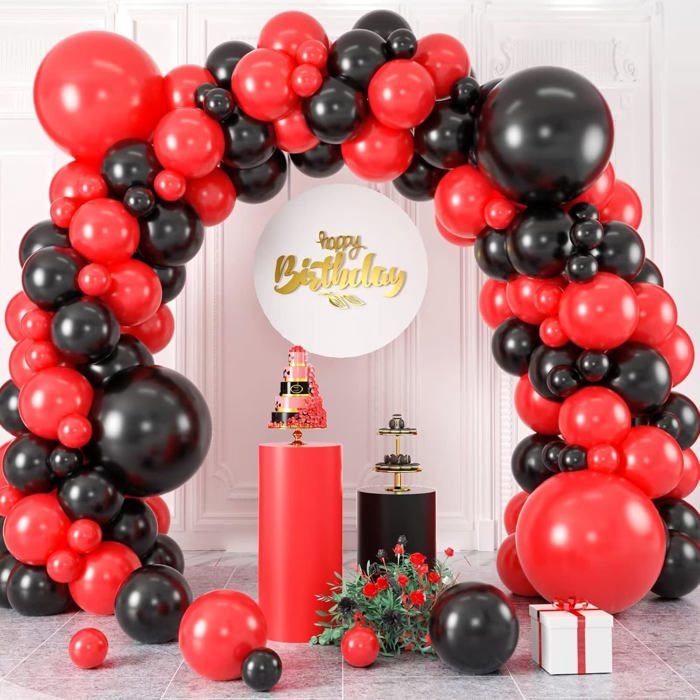Kit D'Arche De Ballons Rouges Et Noirs, Guirlande De Ballons Noirs Et ...