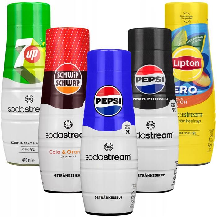 Sirop pour SodaStream - Pepsi - Lot 5 saveurs - 7Up Pepsi Pepsi Max ...
