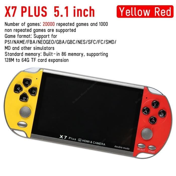 X7 plus 5,1 pouces d'or - Console de jeu vidéo rétro portable, console ...