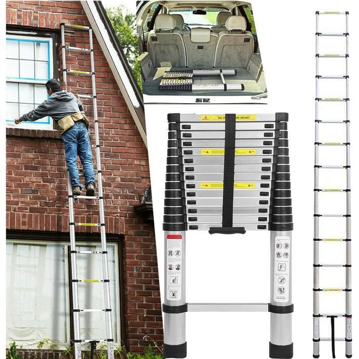 Échelle En Aluminium Extensible - 4,4 M - Échelle Multifonction ...