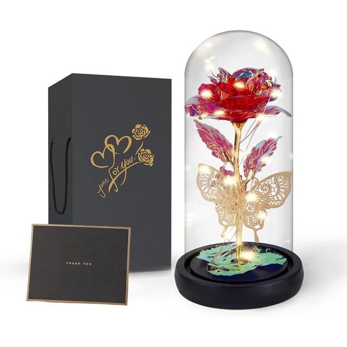 Rose Éternelle Led - Rose La Belle Et La Bête - Rose Lumineuse Dans Un ...