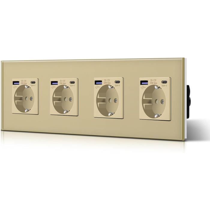 Schuko Prise murale avec multiprise quadruple avec chargeur rapide USB ...