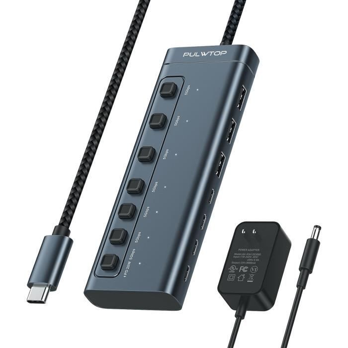 Hub Usb C Avec 36 W, Hub Usb 3.1 Alimenté À 7 Ports Avec Ports De ...