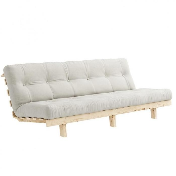 Banquette convertible futon LEAN pin coloris naturel couchage 130x190 ...