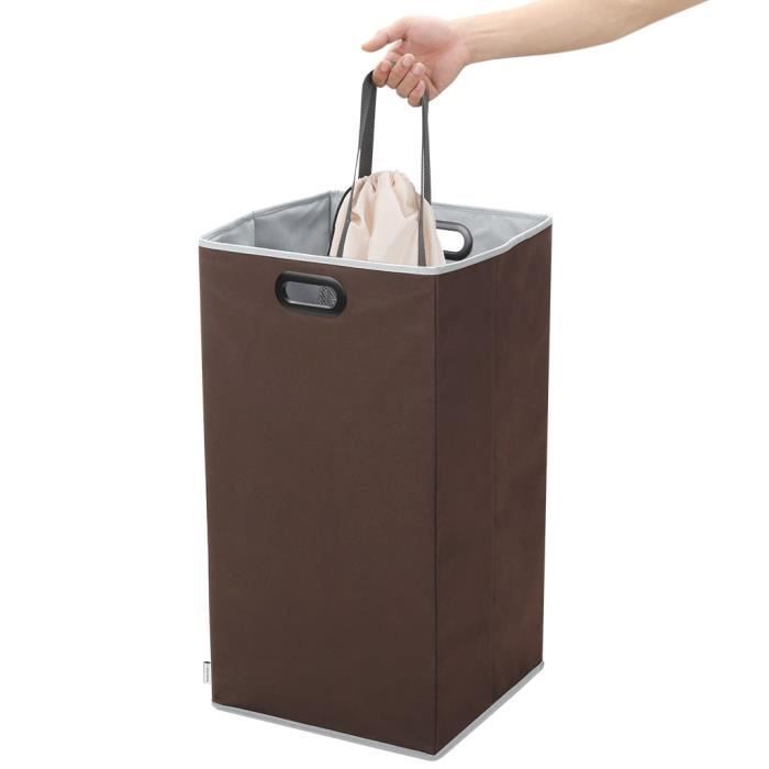 LANGRIA Panier à Linge Pliable Marron Profond Pour Lessive Design ...