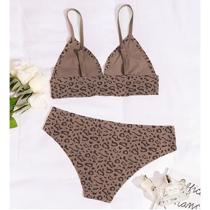 Keenso Ensemble de culotte de soutien-gorge à imprimé léopard Femmes ...