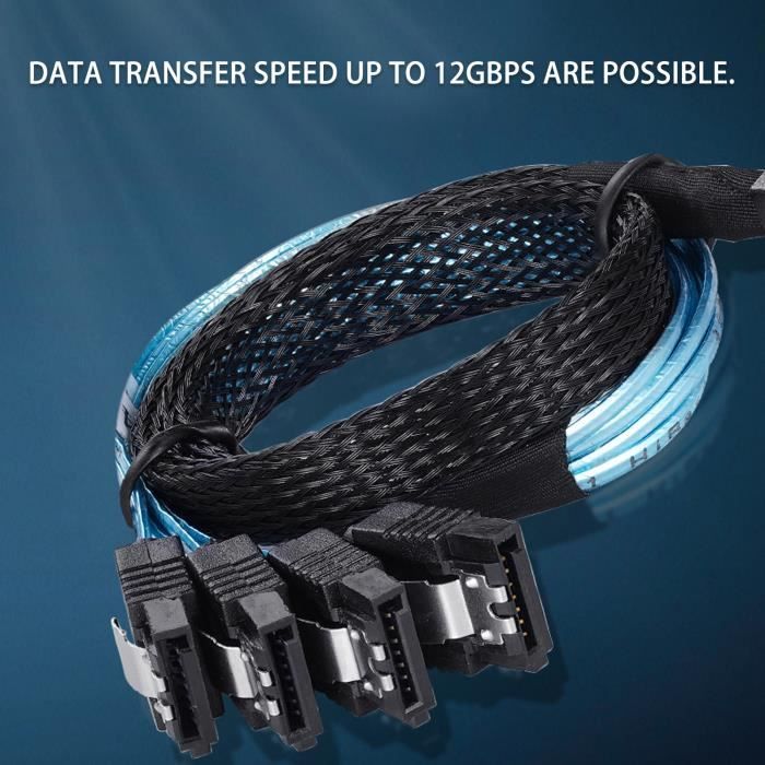 Cable Mini Sas Hd Vers Sata 12Gbps Mini Sas Hd Sff 8643 À 4 Sata 3.0 ...