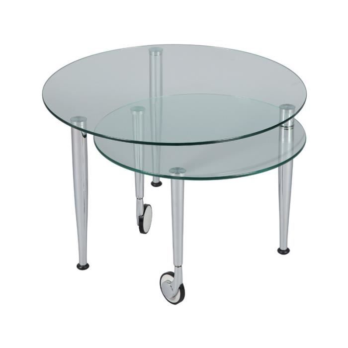Table basse articulée Acier/Verre sur roulettes - GLASS n°6 - L 68 x l ...