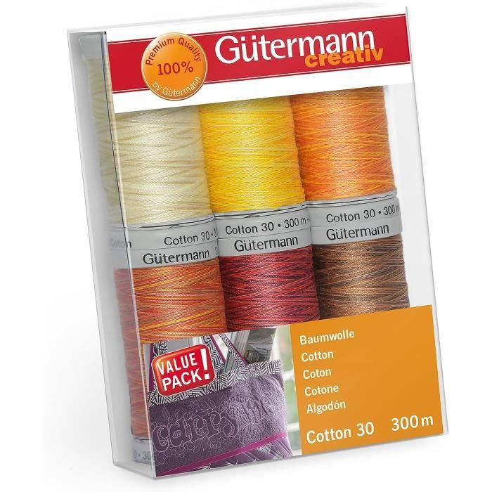 Gutermann 734022-2 Lot De 6 Bobines De Fil À Coudre En Coton Taille 30 ...