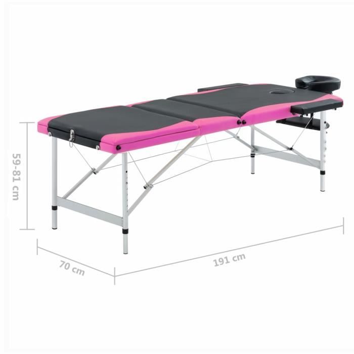 Table De Massage Pliable 3 Zones Aluminium Noir Et Rose Men Cdiscount